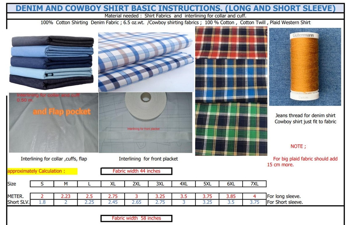 Big and Tall Cowboy Shirt Sewing Pattern PDF size - Etsy