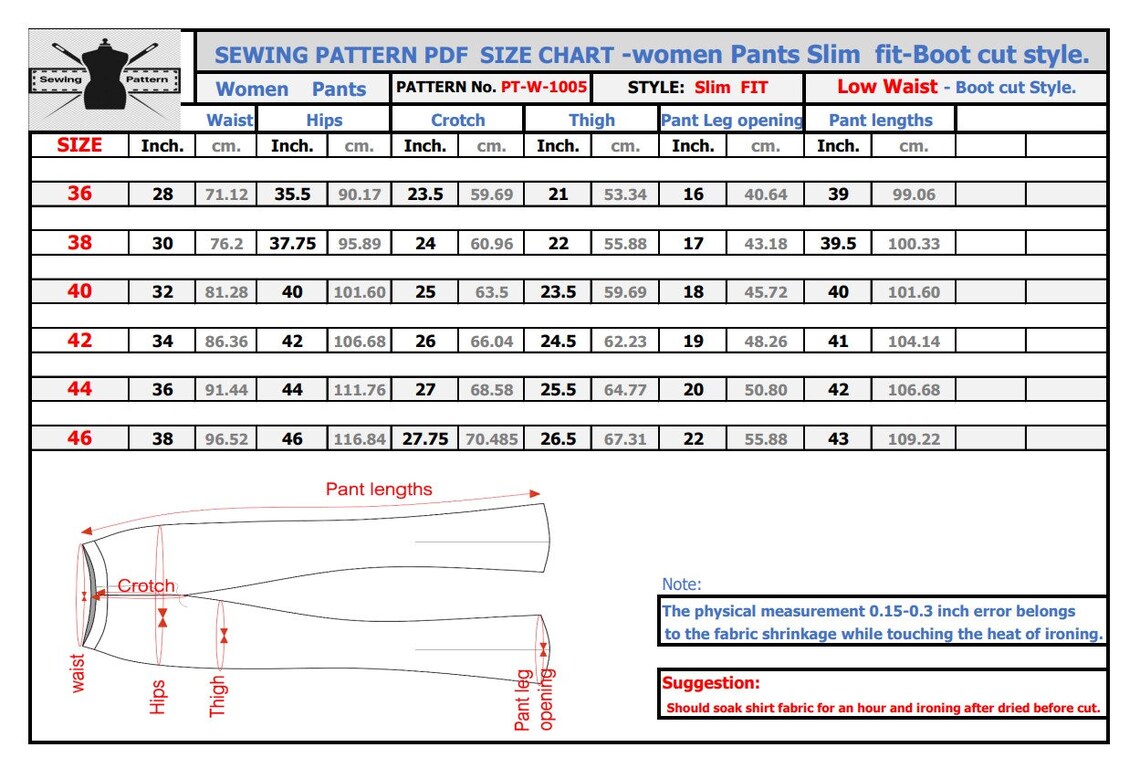 Womens Pants Bootcut Sewing Pattern Pdf Size 8-18 US36-46 - Etsy