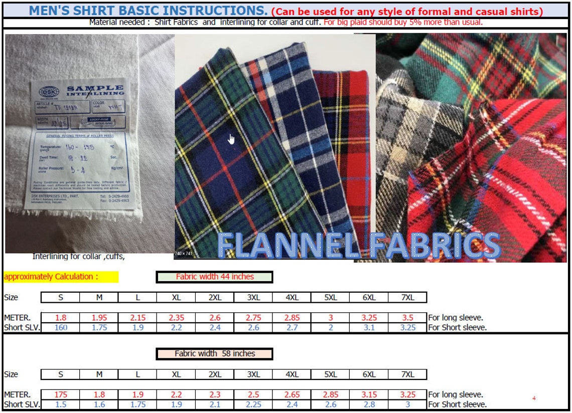 Big and Tall Plaid Flannel Shirt for Men. Sewing Pattern PDF. (3XL ...