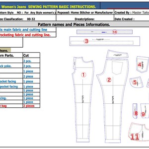 Bootcut Jeans for Women Sewing Pattern PDF | Waist 24-28 Inch (US Size ...