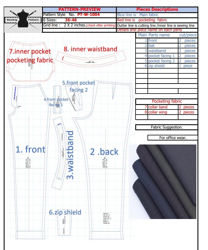 Women's Pant Suit Sewing Patterns Pdf Size (8-18 US,36-46 EU) - Etsy