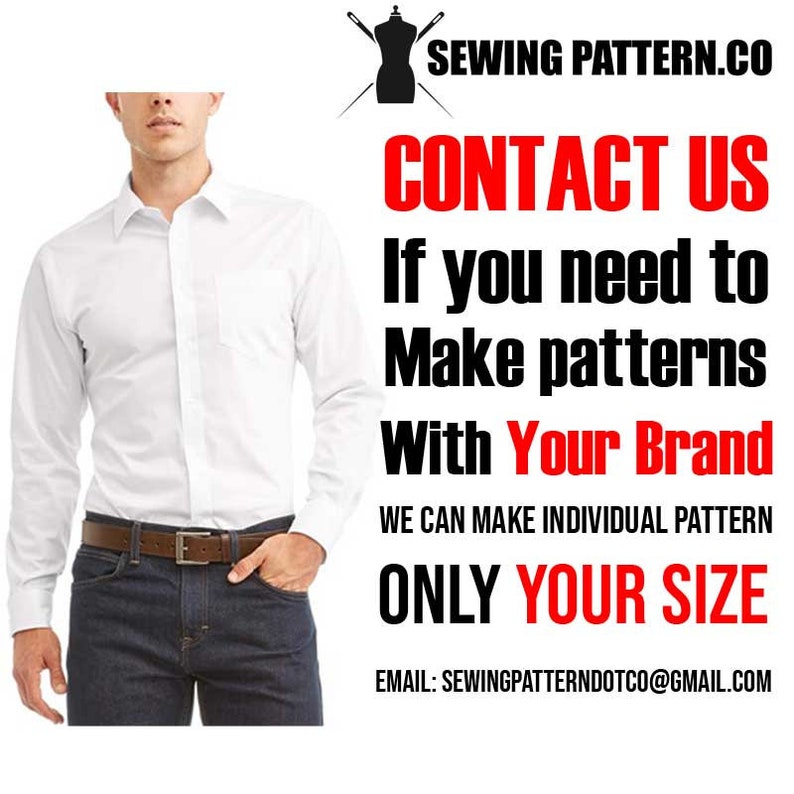 Short Sleeve Dress Shirt Sewing Pattern PDF (size US34-42,EU44-52 ...