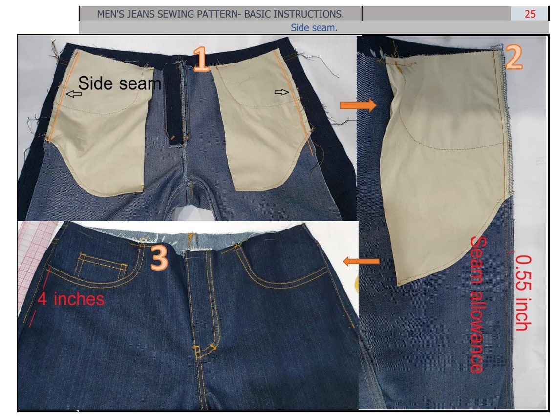 Boot Cut Denim Jeans for Men’s Sewing Pattern Pdf. Size (w30l28 ...