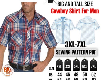 Big and Tall Long Sleeve Dress Shirt Sewing Pattern PDF size | Etsy ...