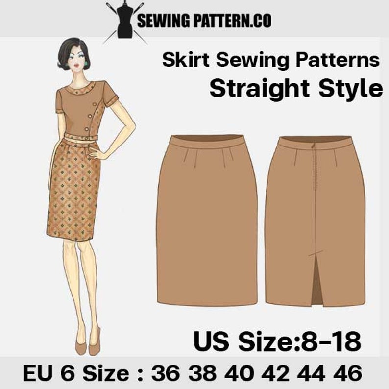 Skirts Sewing Pattern PDF - Stright Style Size 36-46 EU 8-18 US - Etsy