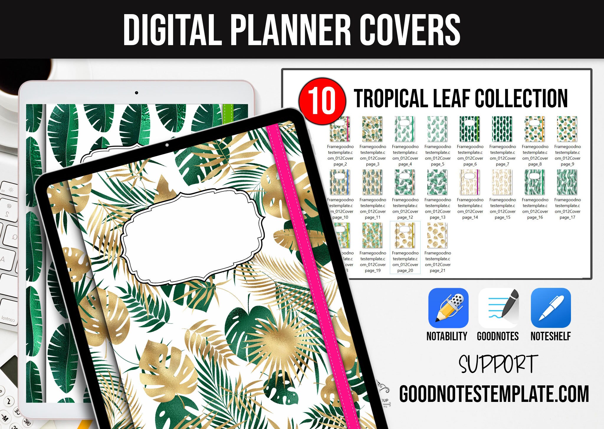 Bundle Digital Planner Covers Set Digital Notebook Covers | Etsy