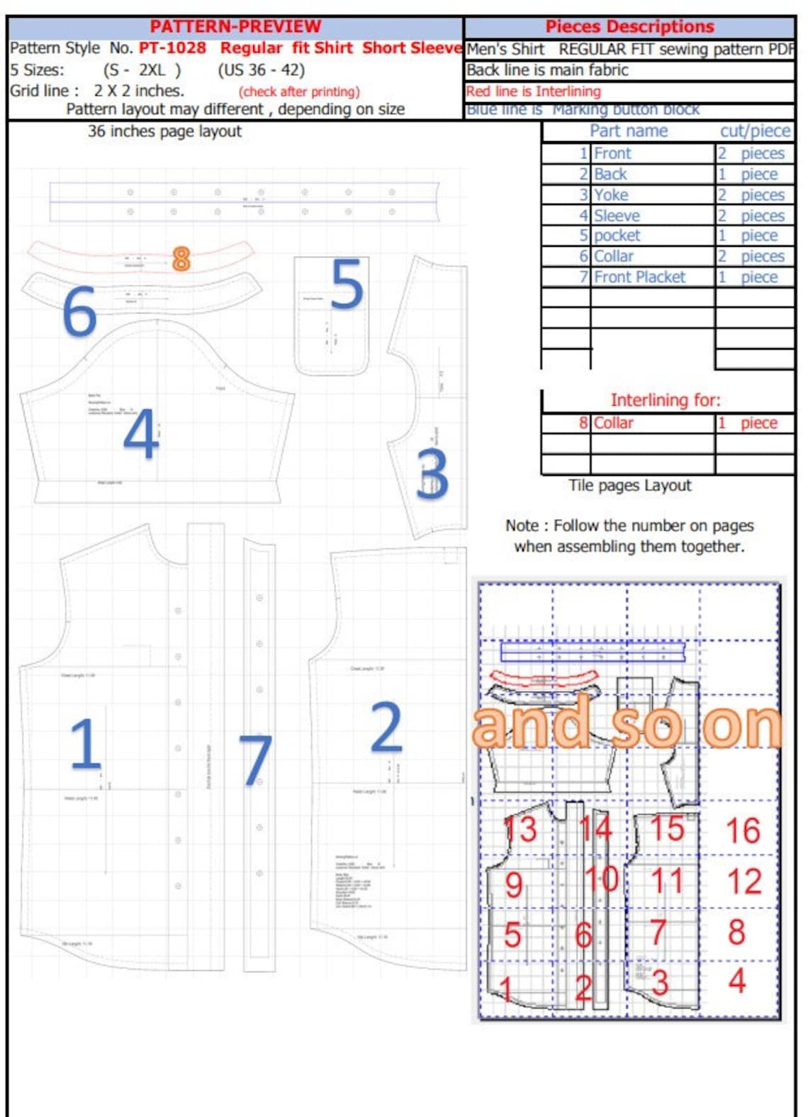 Mandarin Collar Short Sleeve Dress Shirt Sewing Pattern PDF - Etsy