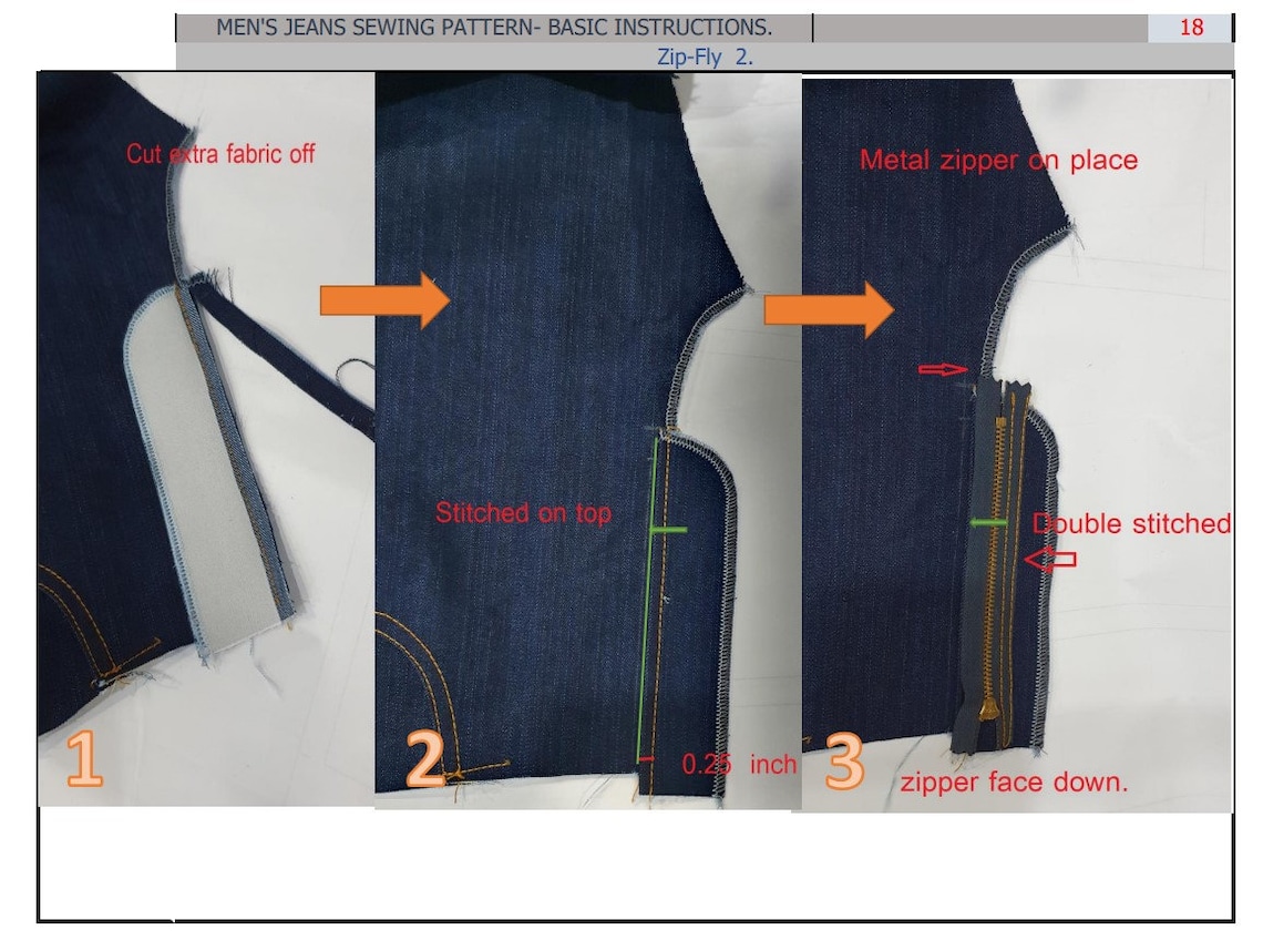 Boot Cut Denim Jeans for Men’s Sewing Pattern Pdf. Size (w30l28 ...