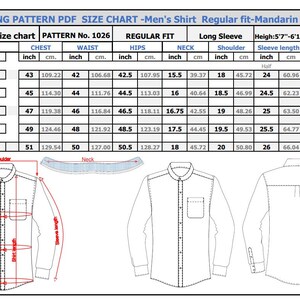 Mandarin Collar Long Sleeve Dress Shirt Sewing Pattern PDF FOR MEN ...