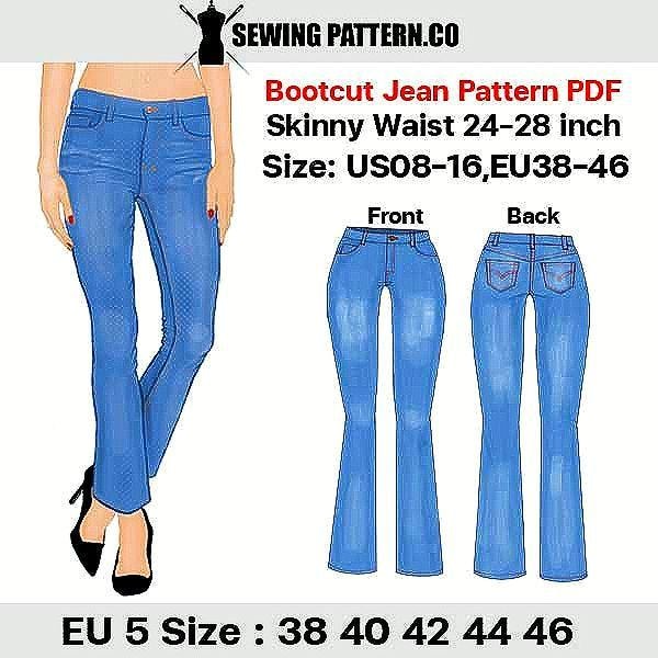 Bootcut Pants Pattern - Etsy