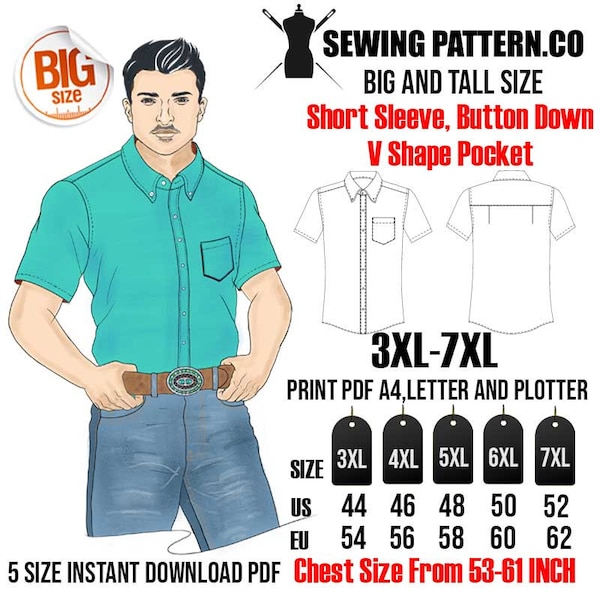 Big and Tall Mens Pattern - Etsy