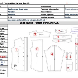 Mandarin Collar Long Sleeve Dress Shirt Sewing Pattern PDF FOR MEN ...