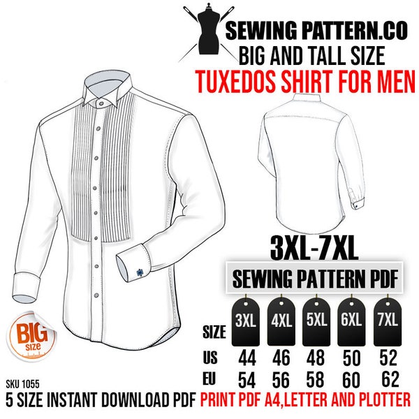 Tuxedo Shirt Pattern - Etsy
