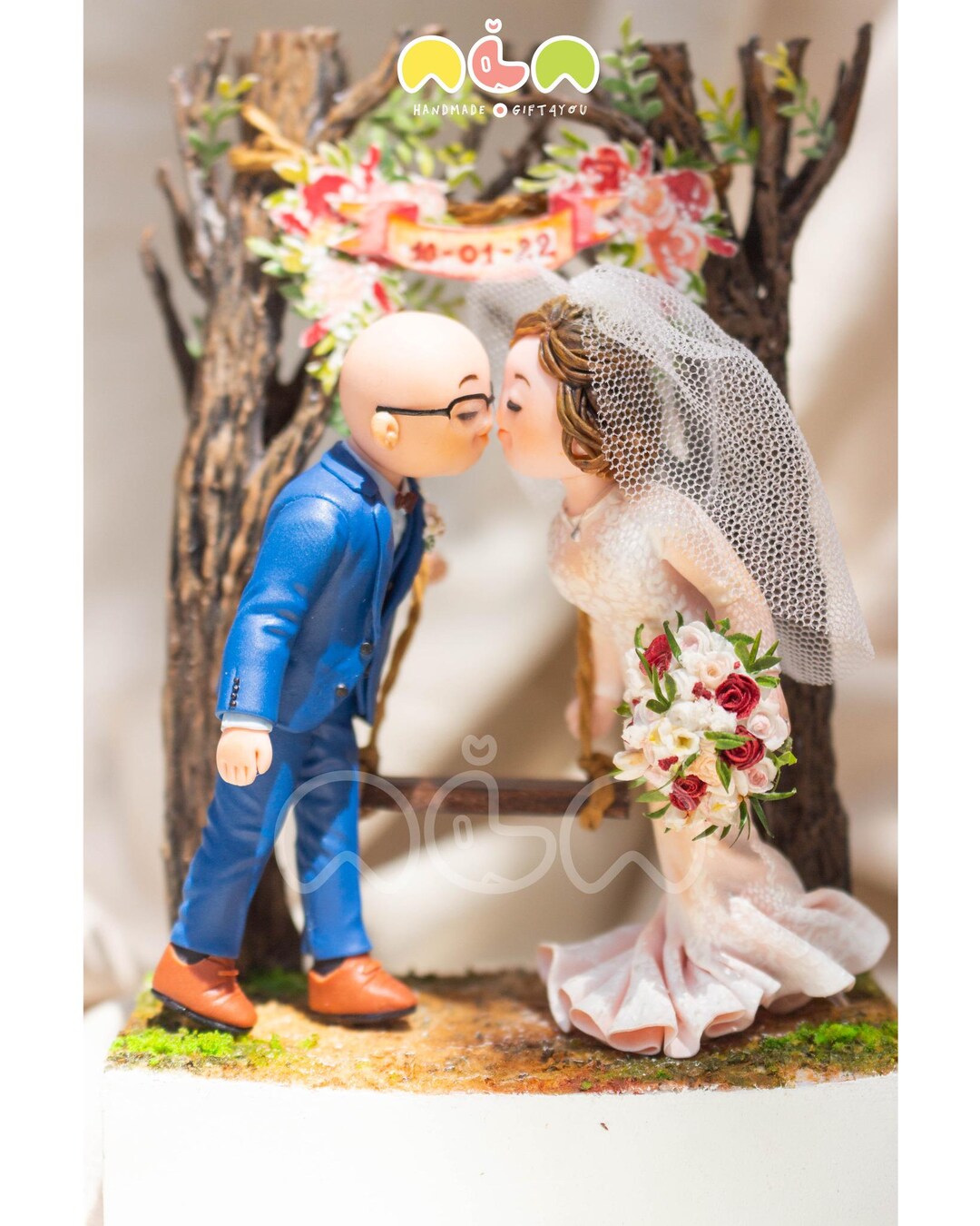 Handmade Custom Clay Figure, Personalized Wedding Gift, Chibi Miniature ...