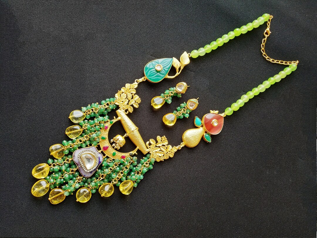 Tourmaline Tumble Handmade Pendant Set || Western Party Wear || Indian ...