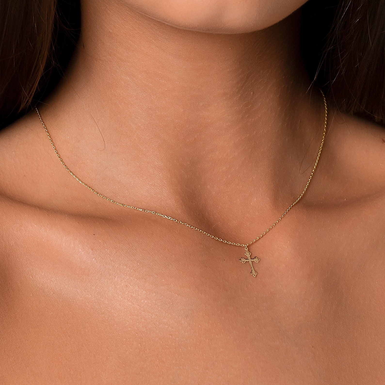 Gold Cross Necklace Religious Necklace Simple Gold Cross - Etsy Australia