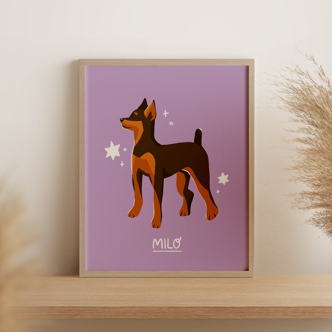 Miniature Pinscher Print | Custom Mini Pin Art Printable | Mini Pin ...