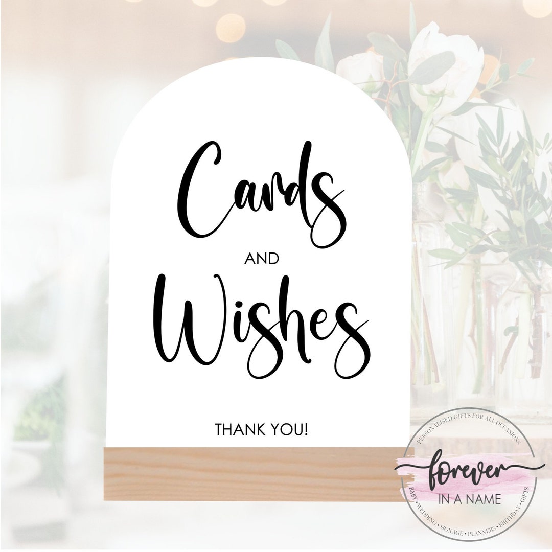 Cards and Wishes Sign, Wishing Well Sign, Acrylic Sign, Table Top Sign ...