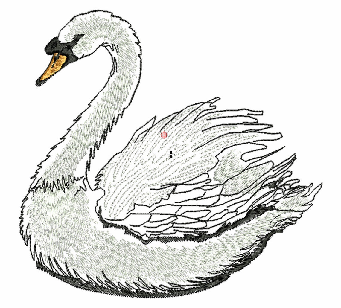 Machine embroidery design swan. Embroidery in digital format. | Etsy