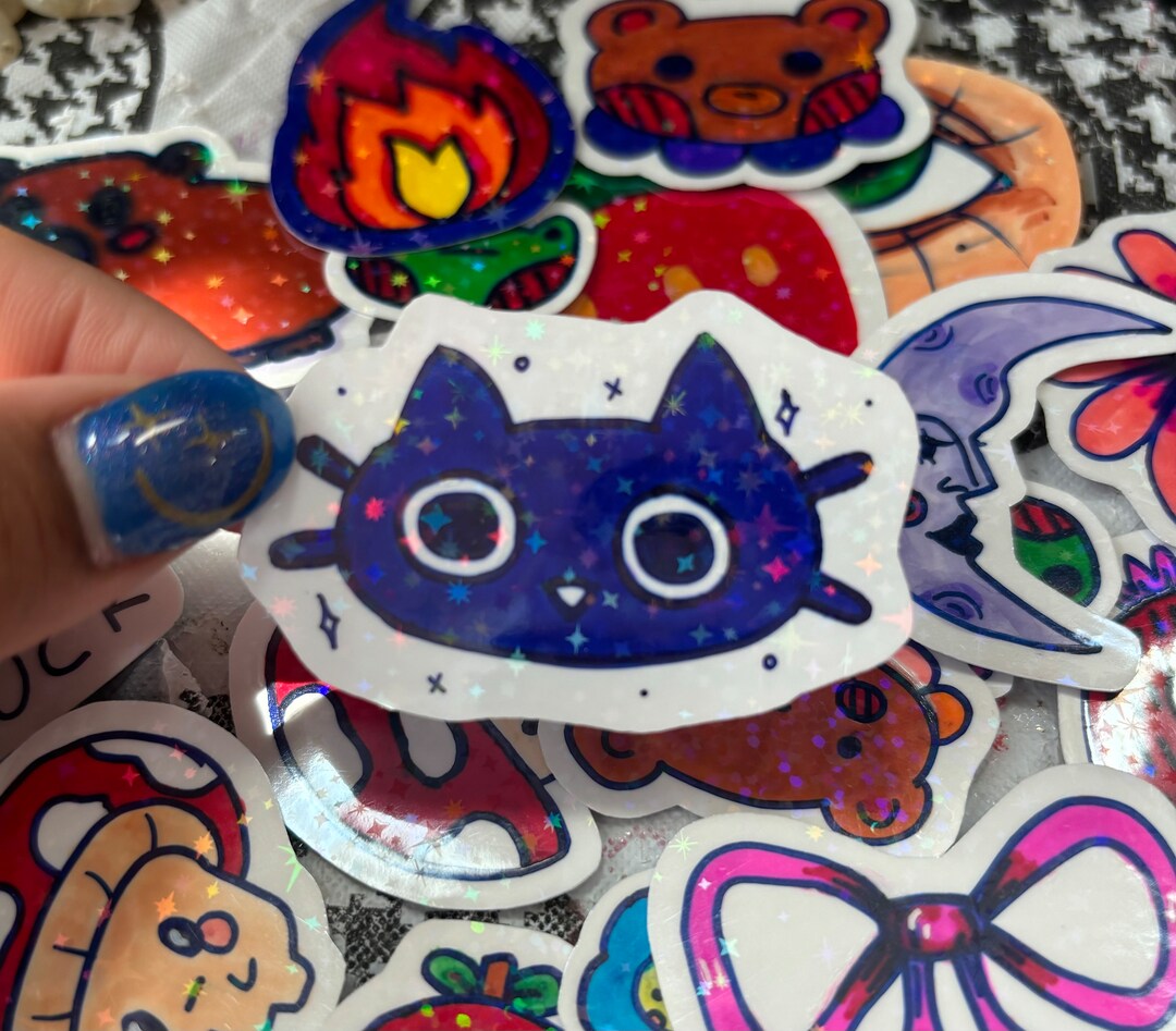 Blue Cat Vinyl Sticker, Cat Sticker, Cute Stickers, Stickers, Cute ...