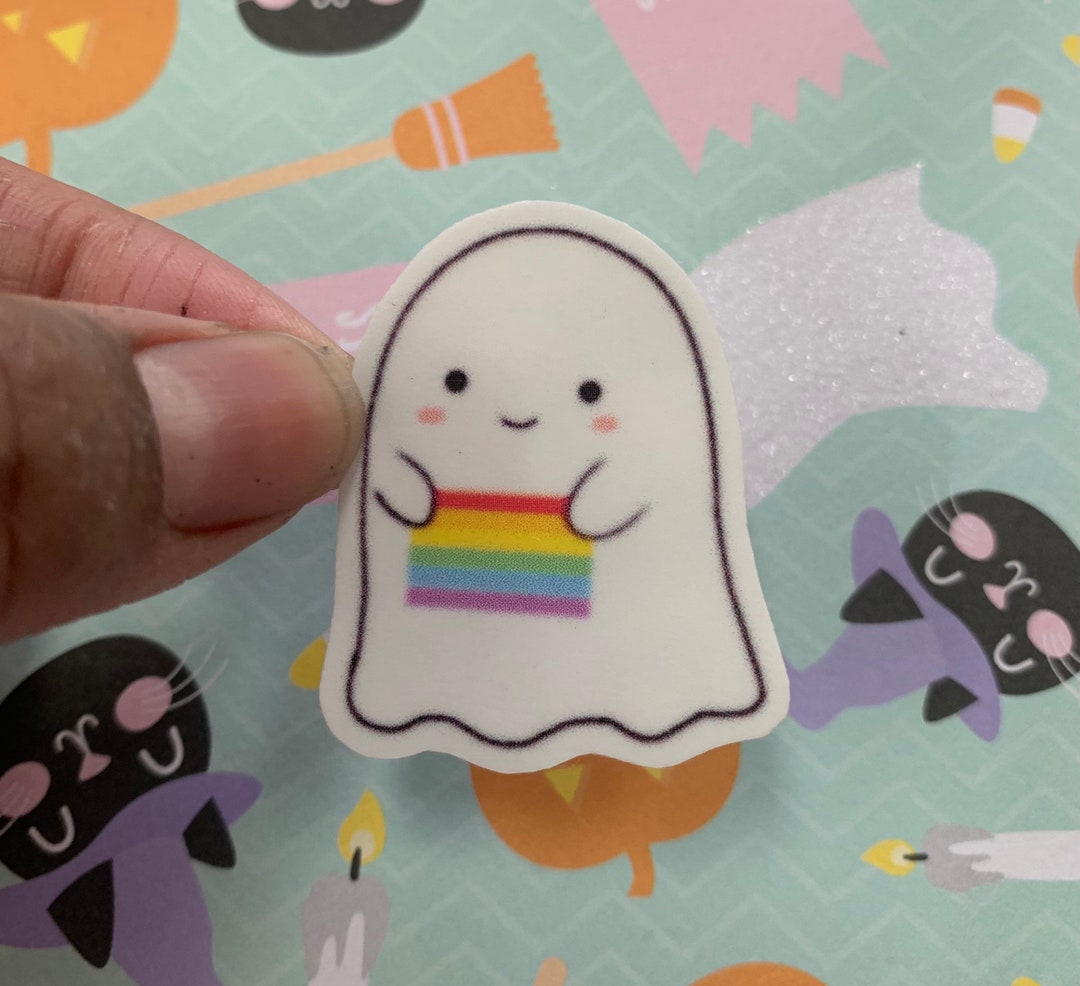Pride Ghosty Boi Vinyl Sticker, Sticker, Cute Stickers, Stickers, Cute ...
