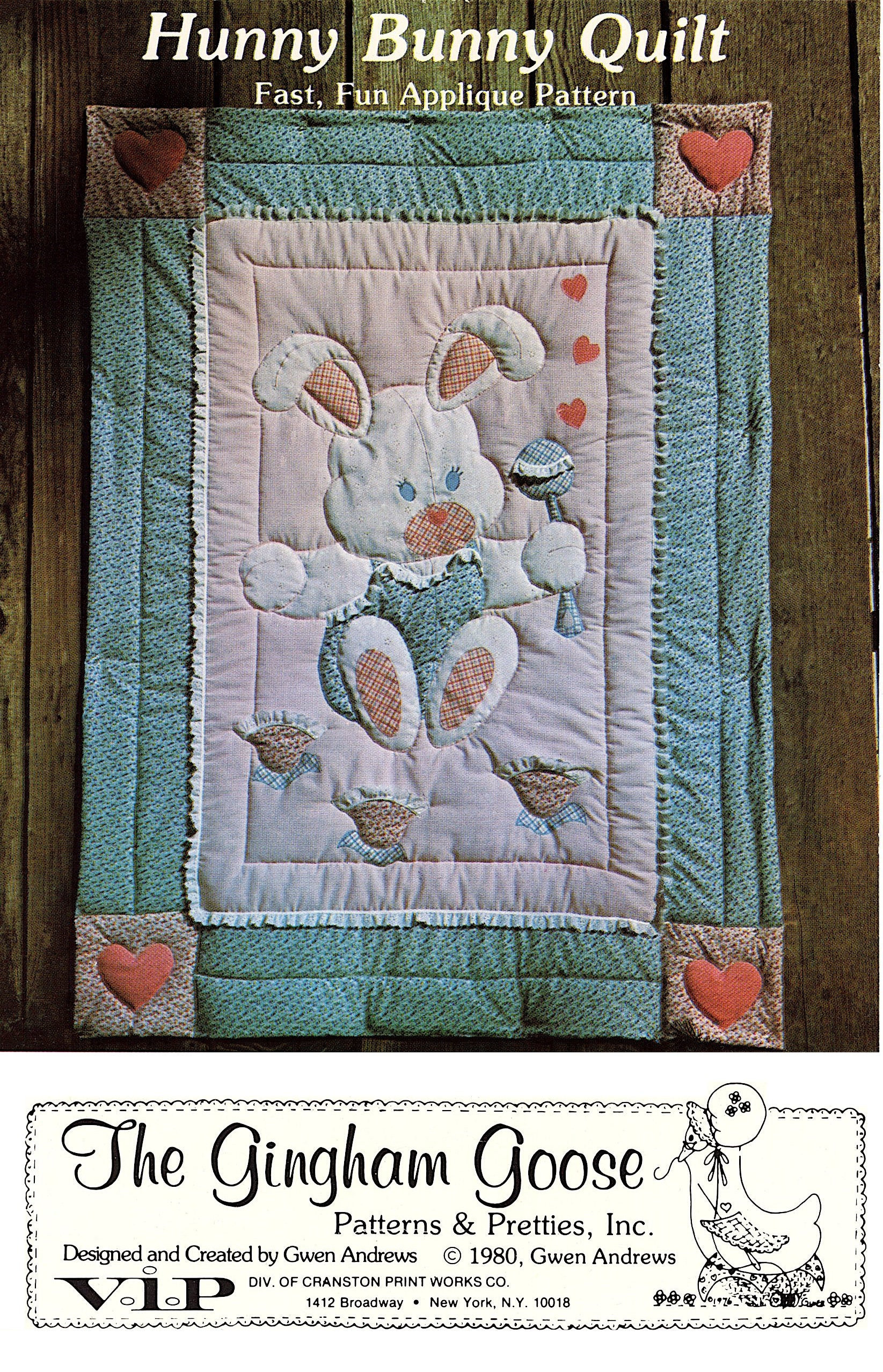1980 Hunny Bunny Quilt Wall Hanging Gingham Goose Quilt Pattern Design ...