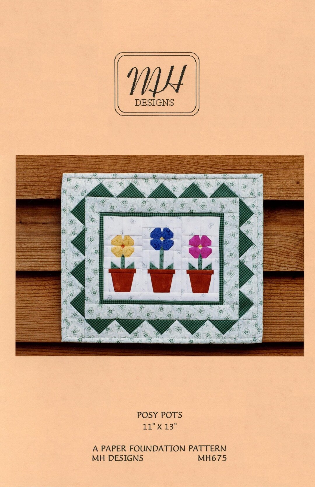 1996 Posy Pots MH675 Quilt Pattern Wallhanging Quilt in A Day Pattern ...