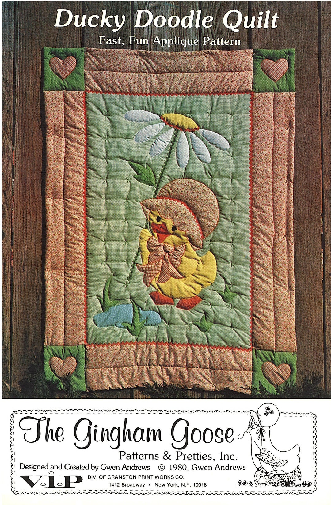 1980 Ducky Doodle Quilt Wall Hanging Gingham Goose Quilt Pattern Design ...