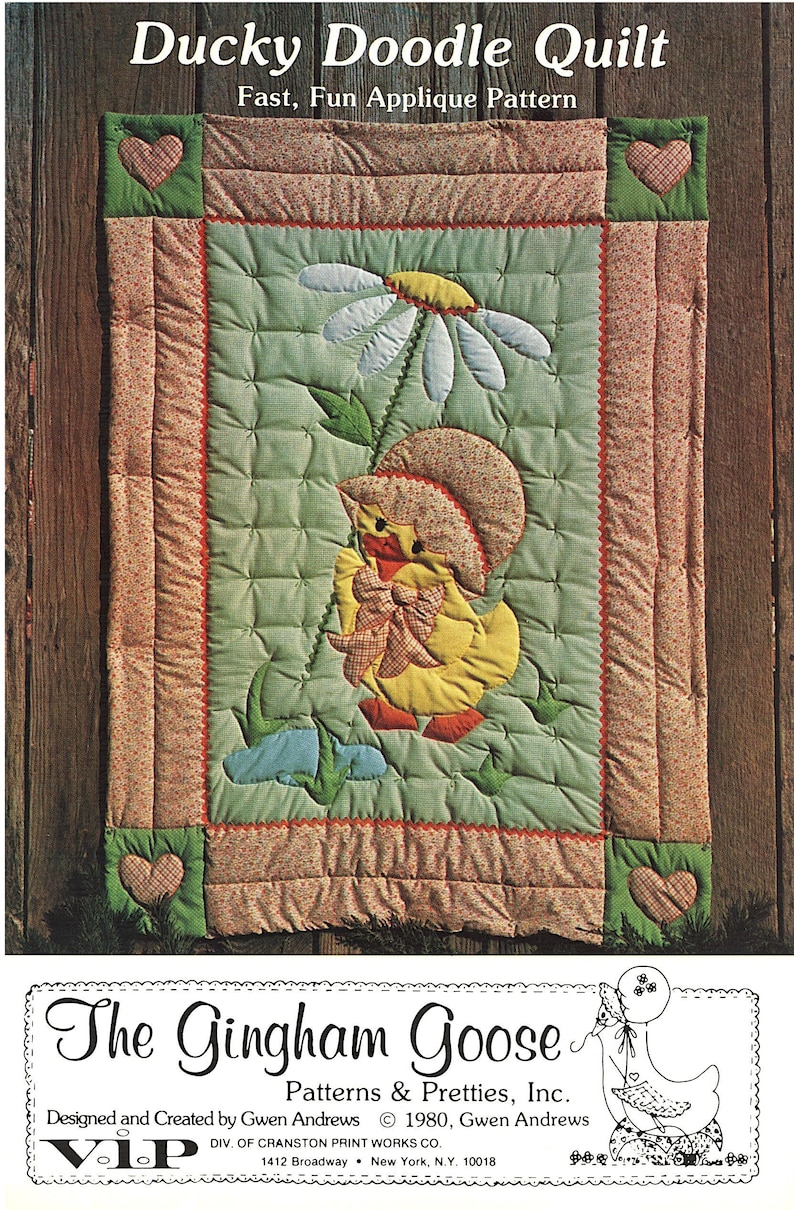 1980 Ducky Doodle Quilt Wall Hanging Gingham Goose Quilt Pattern Design ...