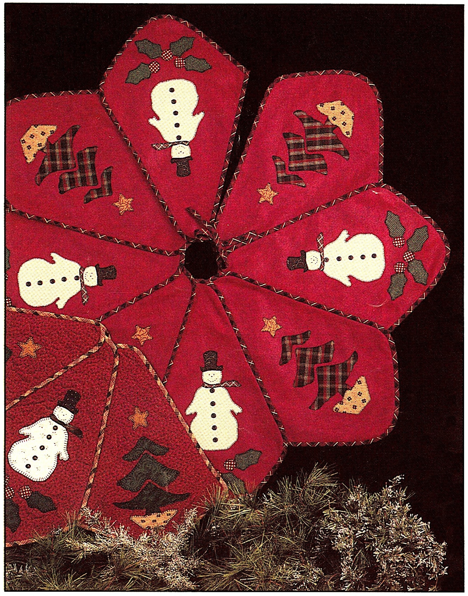 Thimbleberries Winter Wonderland Tree Skirt Snowman Appliqué Quilt E ...