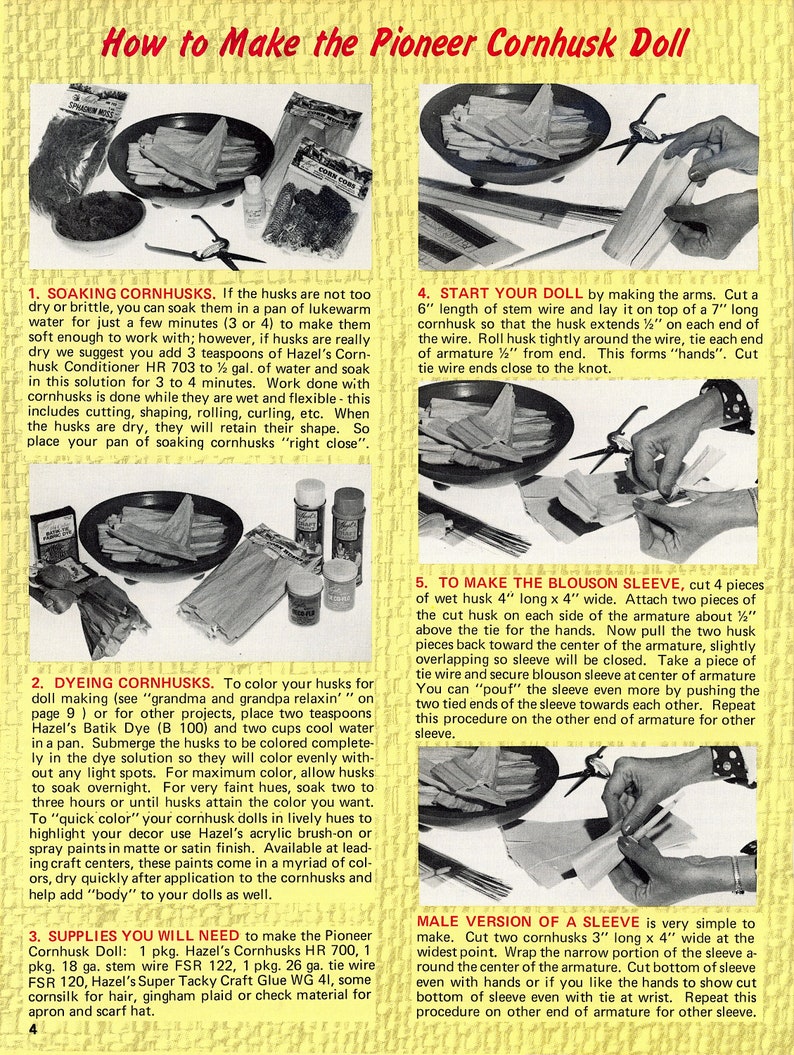 1973 Cómo hacer muñecas de hojas de maíz Manualidades de otoño ...