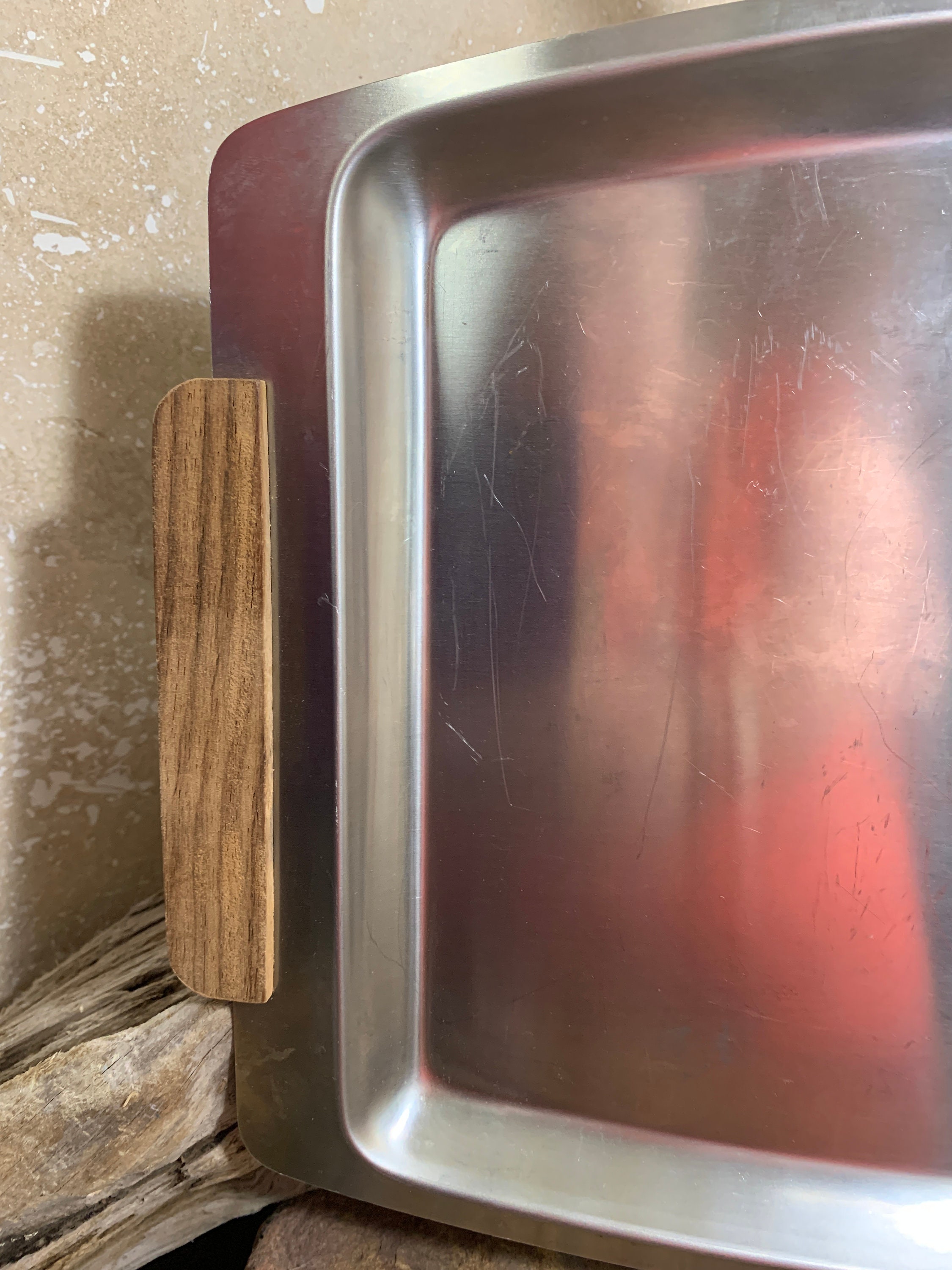 1960s Mid Century Stainless Steel & Wood Platter Japan Cheese - Etsy