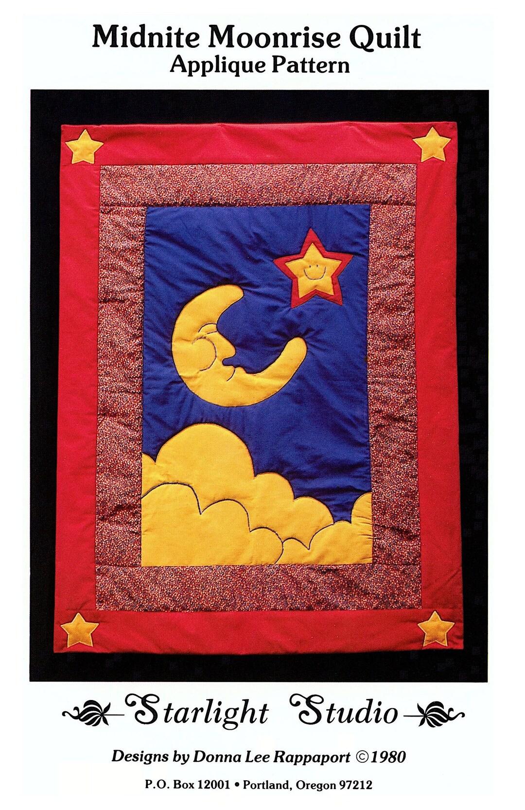 1980 Midnite Moonrise Quilt Wall Hanging Starlight Studio Appliqué ...