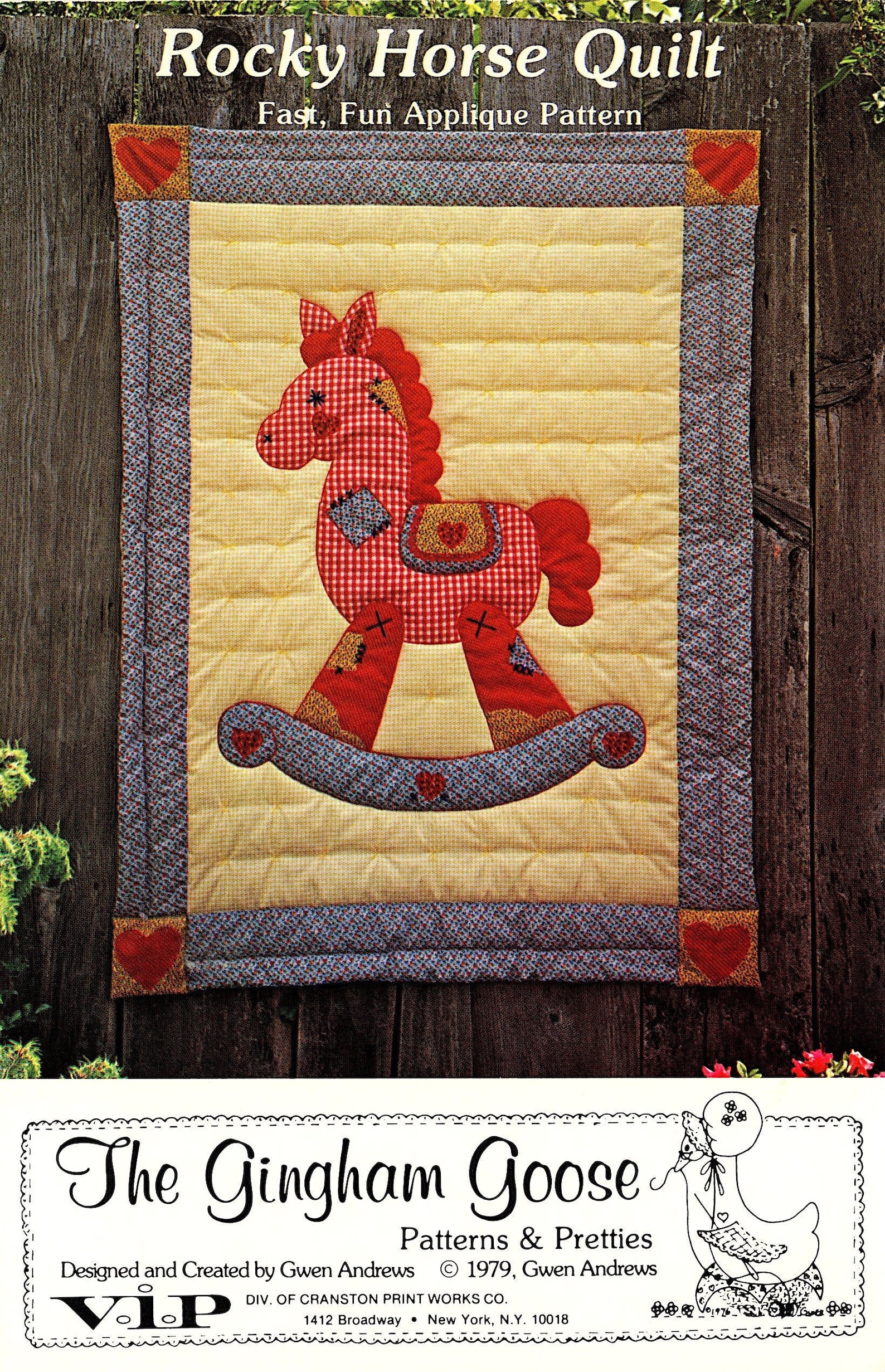 1979 Rocky Horse Quilt Wall Hanging Gingham Goose Quilt Pattern Design ...