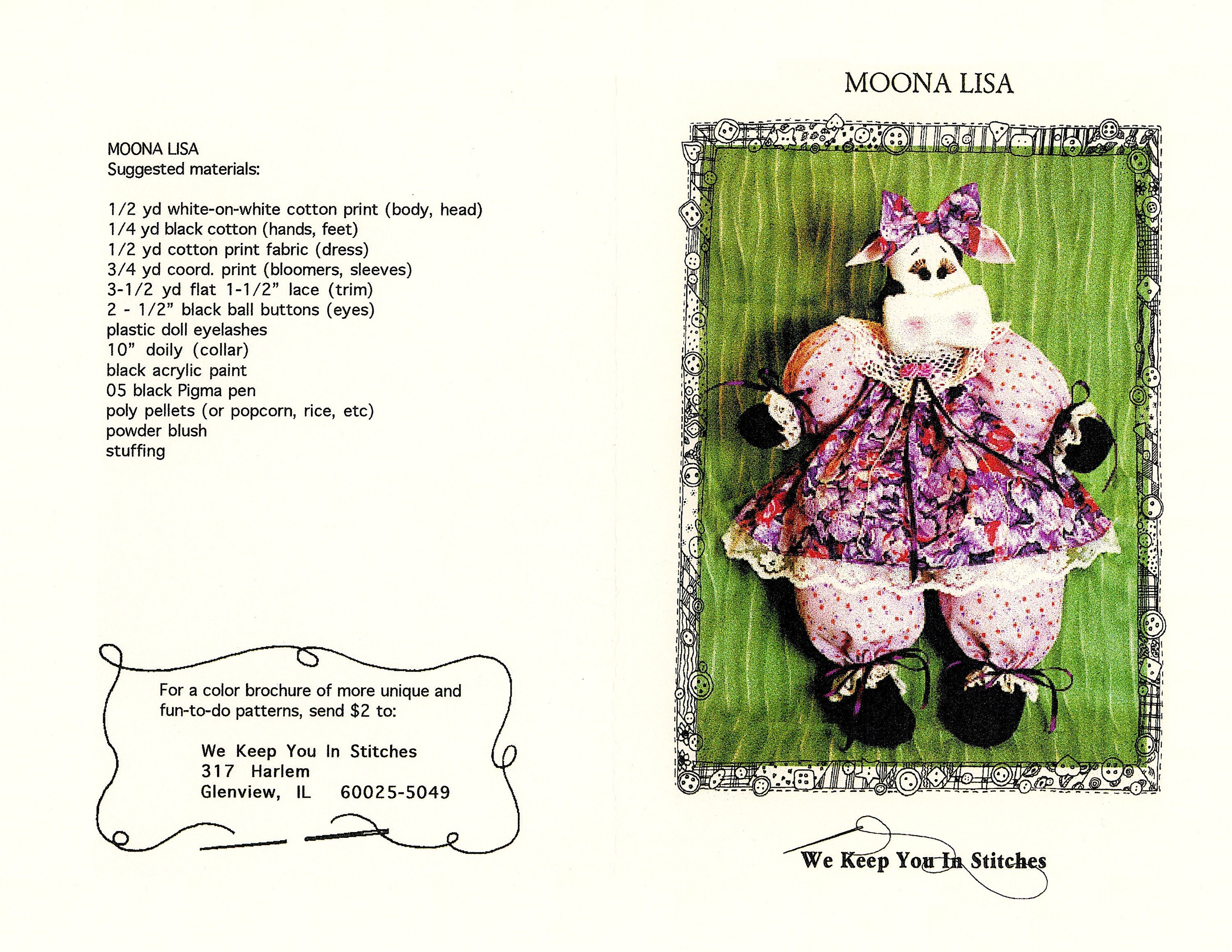 1997 Moona Lisa Cow Rag Doll Pattern Doll Clothes Instant - Etsy