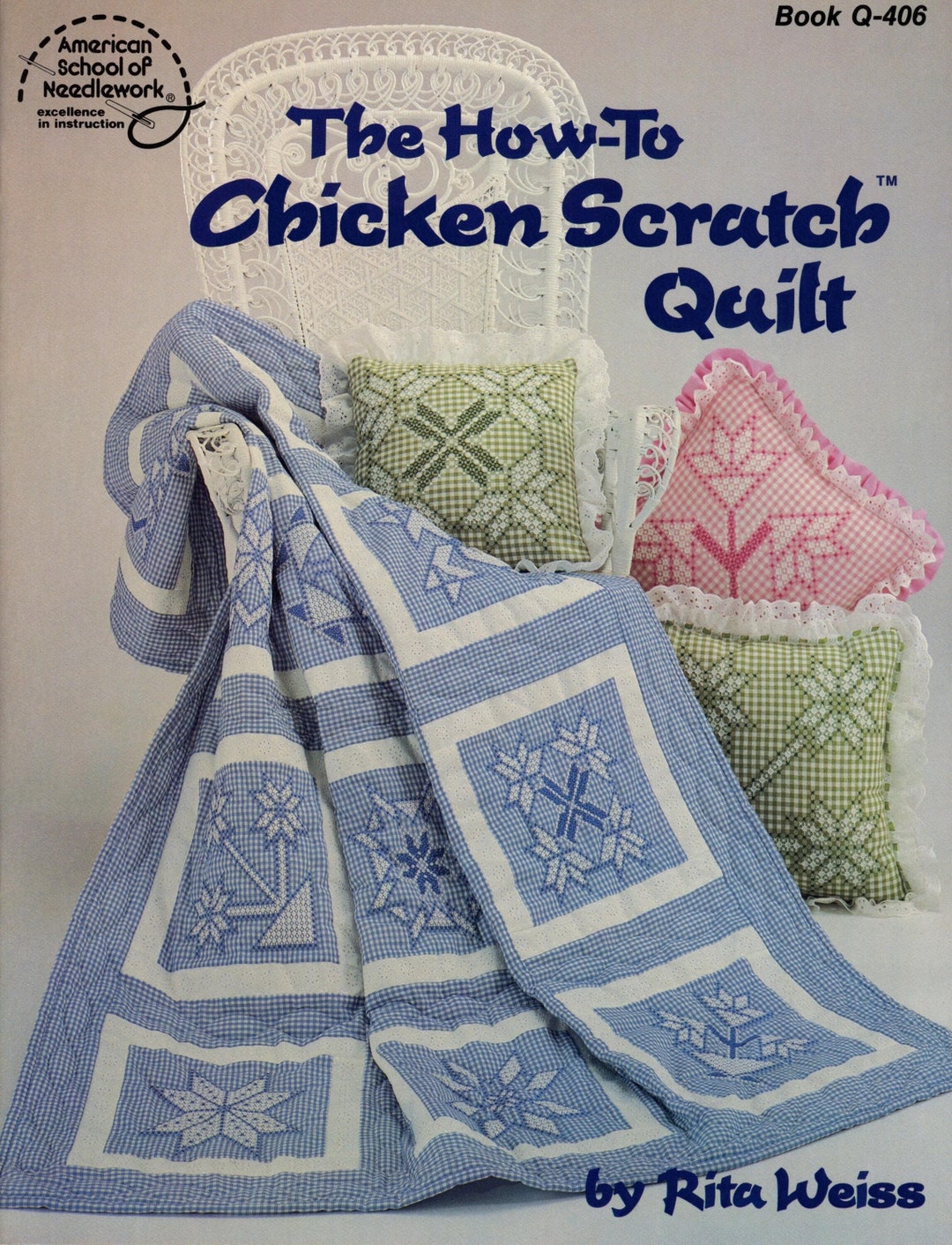 1983 the How to Chicken Scratch Quilt Needlepoint Charts RARE Gingham ...