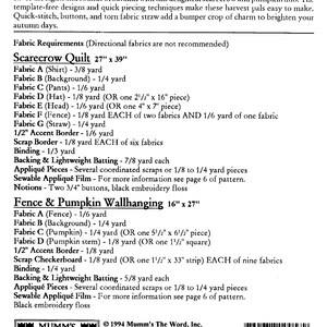 1994 Harvest Scarecrow Debbie Mumm Wallhanging Quilt Design Log Cabin ...