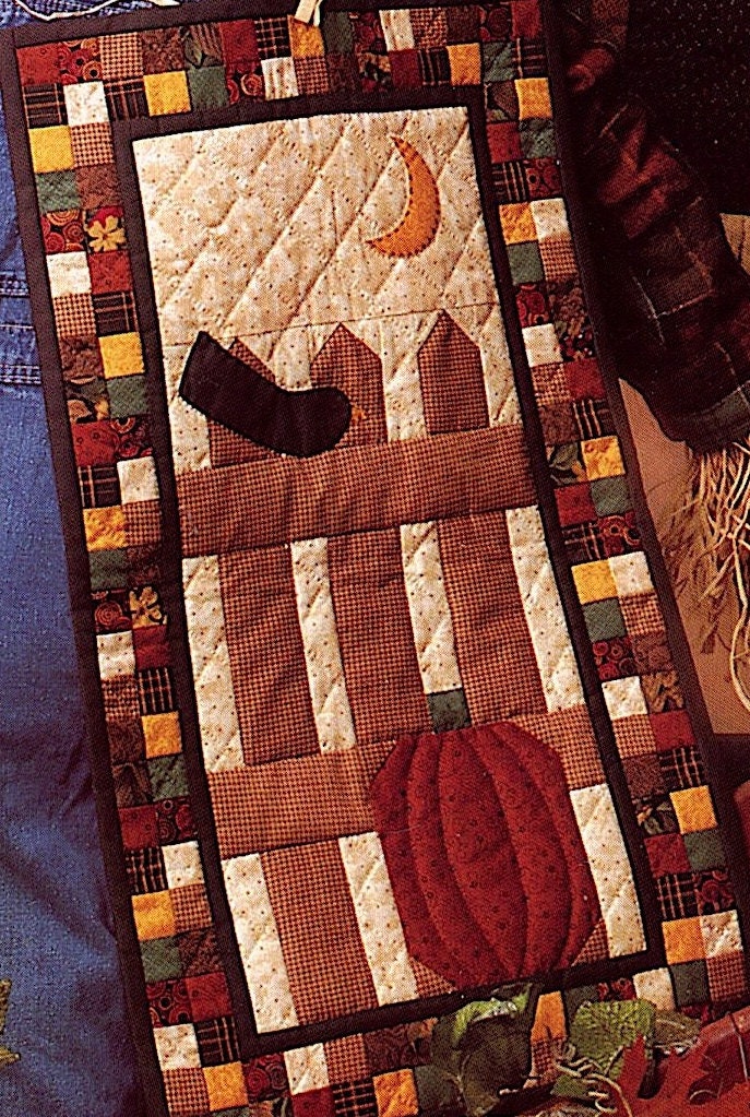1994 Harvest Scarecrow Debbie Mumm Wallhanging Quilt Design Log Cabin ...