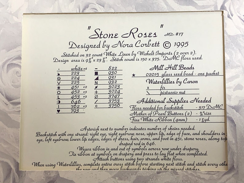 1995 Mirabilia Designs Stone Roses Cross-stitch Pattern Cross - Etsy