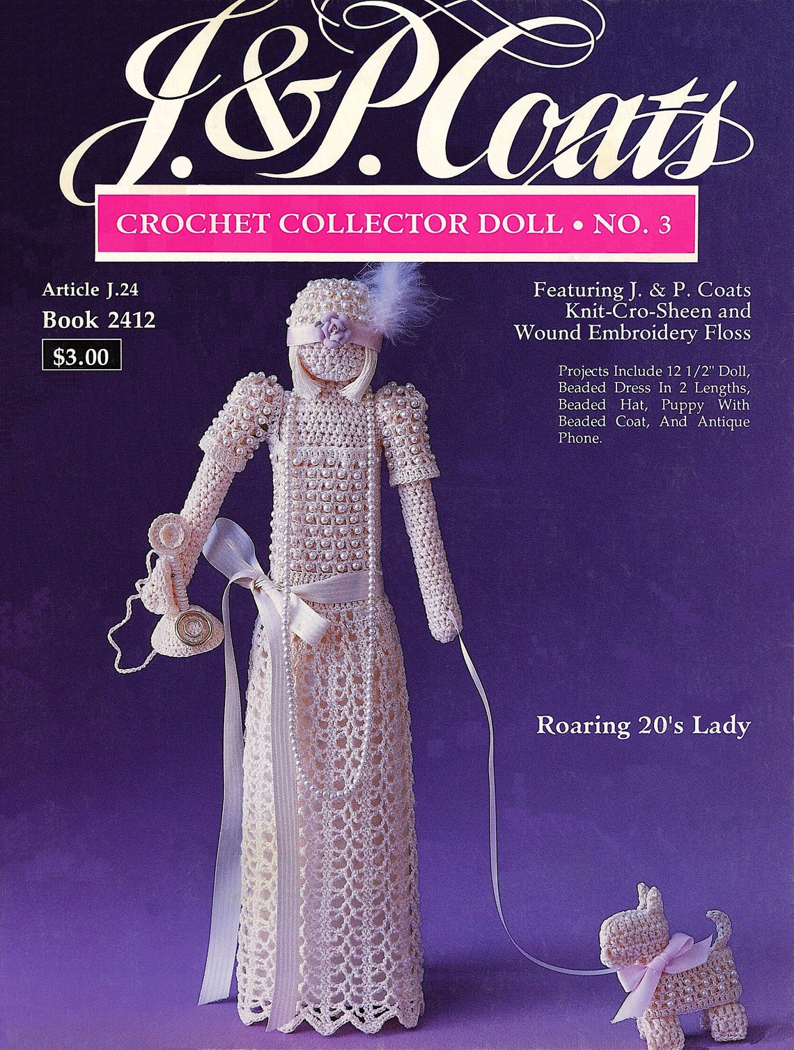 1991 Roaring 20s Lady Crochet Doll JP Coats Collector Doll 3 Crochet ...