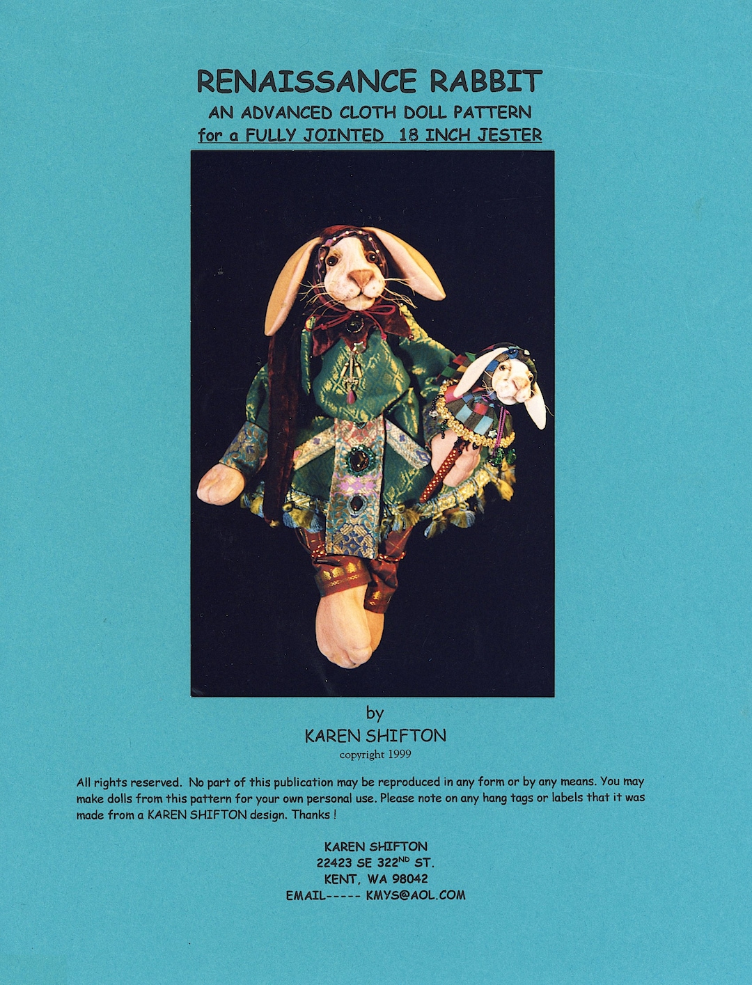 Renaissance Rabbit Doll Pattern Medieval Jester Puppet Instant Download ...
