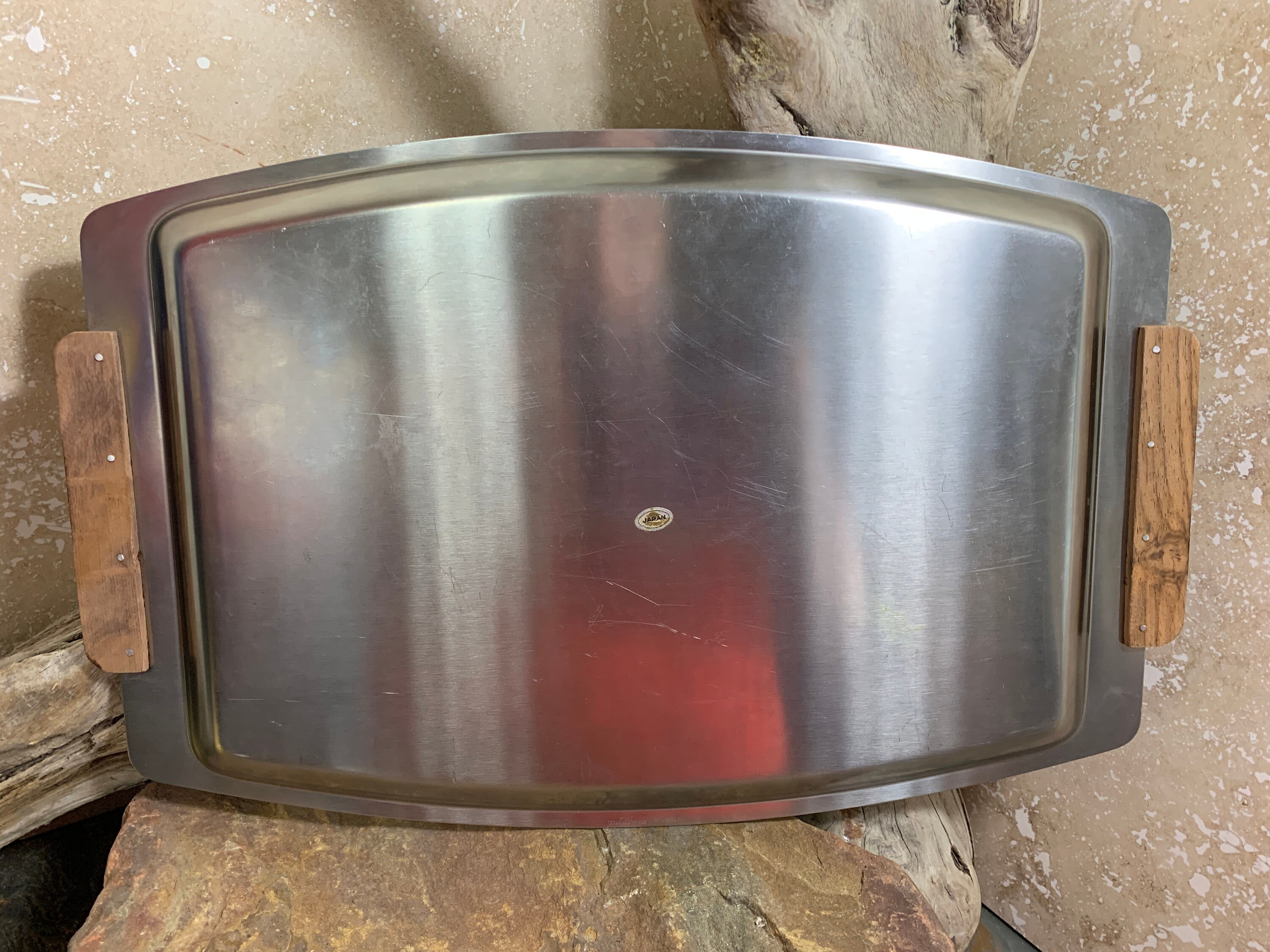 1960s Mid Century Stainless Steel & Wood Platter Japan Cheese - Etsy