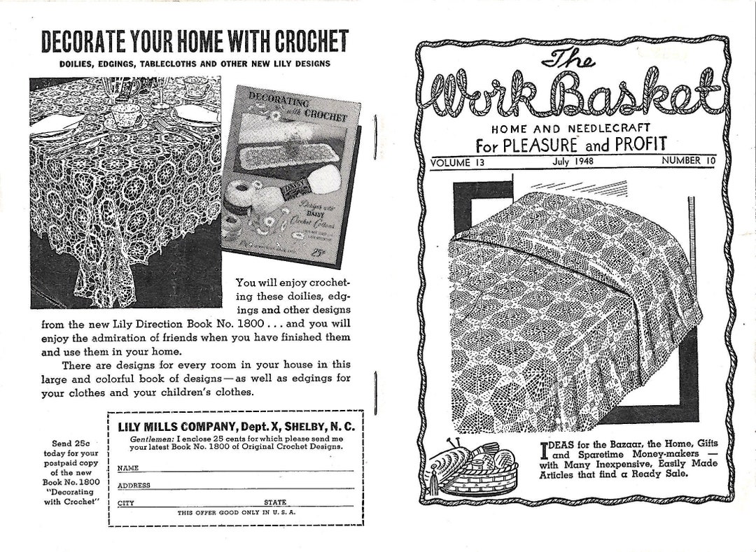 1948 Workbasket Yarncraft Patterns Digital Booklet Needlecraft Crochet ...