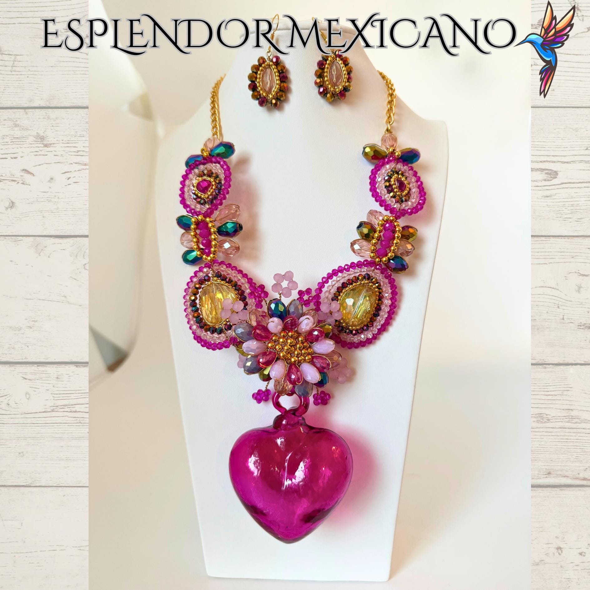 Mexican Artisan Handmade Beaded Necklace With Earrings & Semanario ...