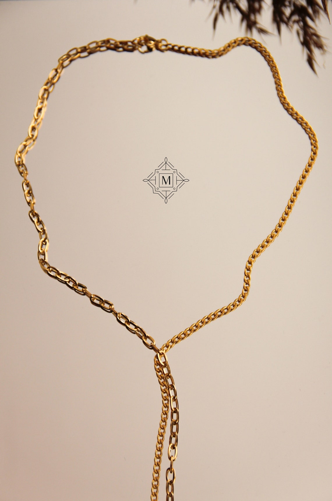 Y Necklace Lariat Necklace Long Y Necklace Mixed Chain - Etsy UK