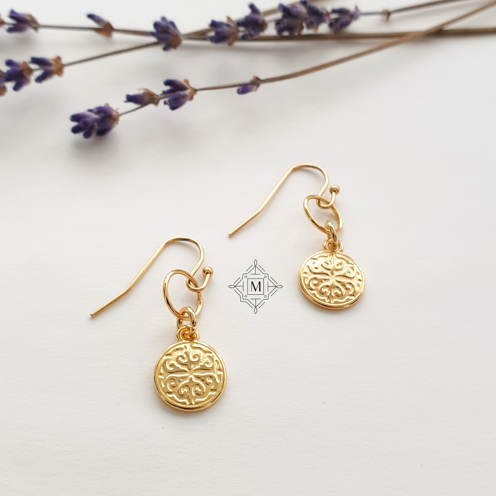 Gold Coin Earrings Tiny Coin Earrings Gold Disc Earrings - Etsy