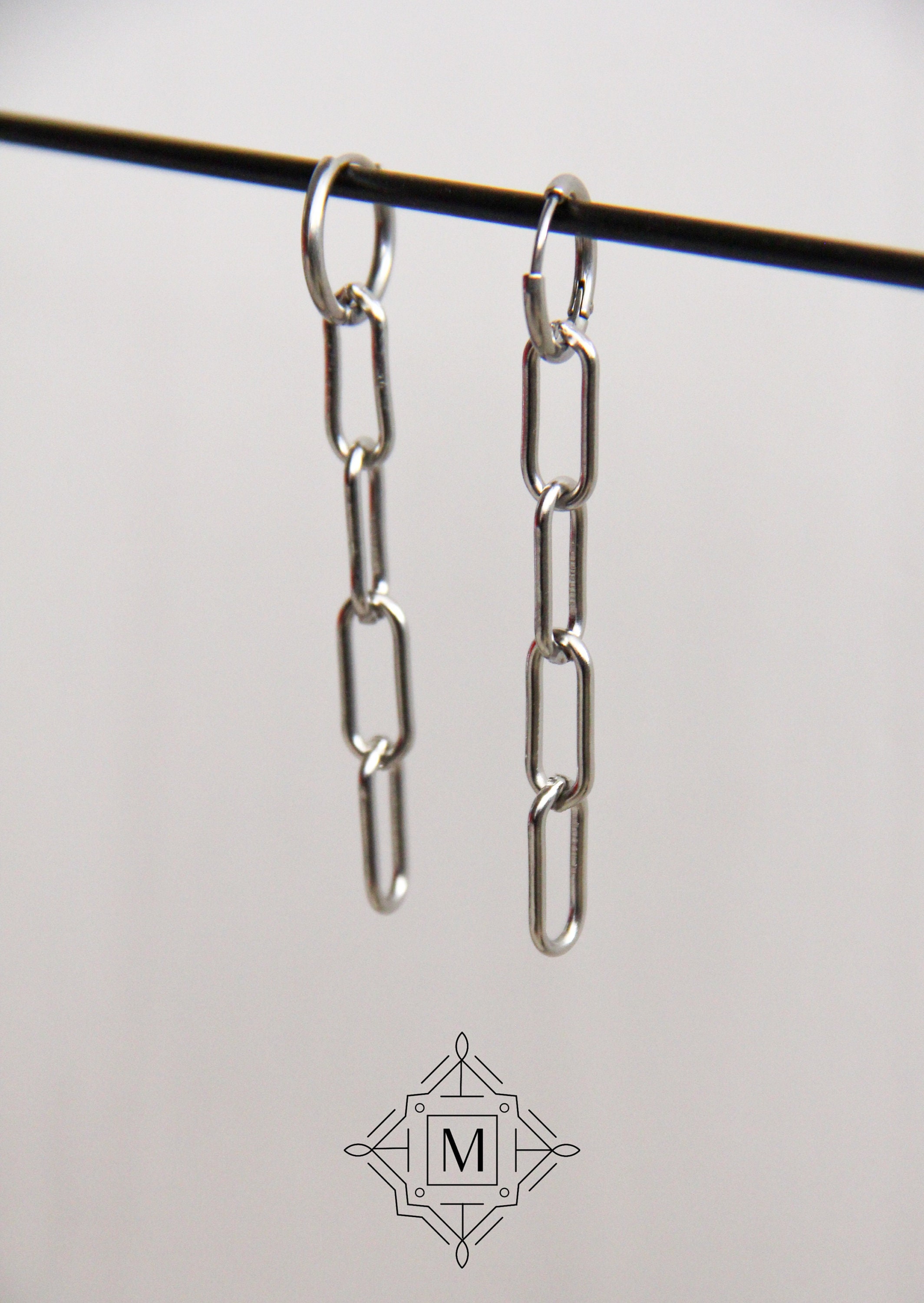 Chain Link Earrings Chain Drop Earrings Chain Hoop Earrings - Etsy Denmark