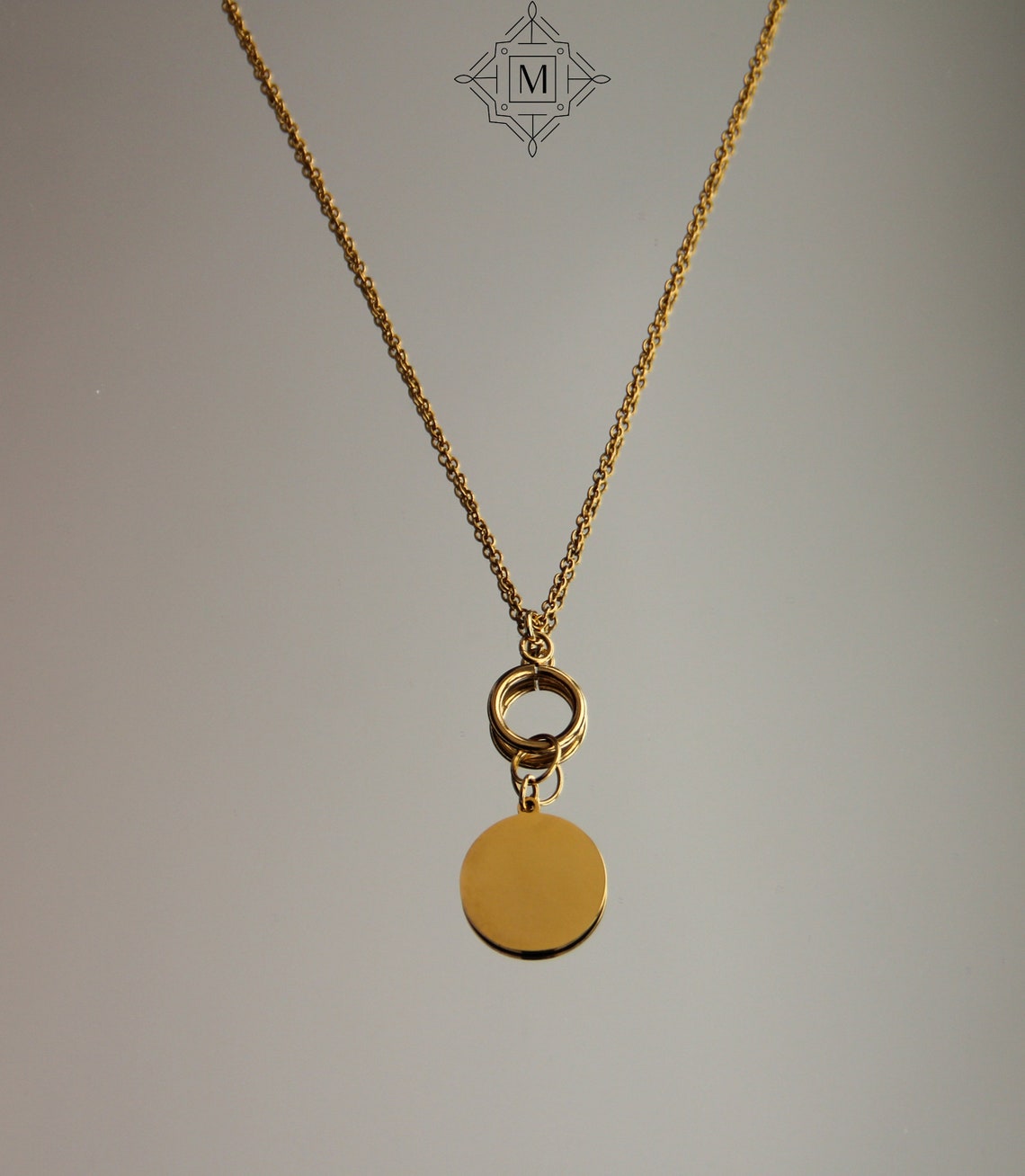 Gold Disc Necklace Gold Medallion Necklace Layered Necklace - Etsy UK