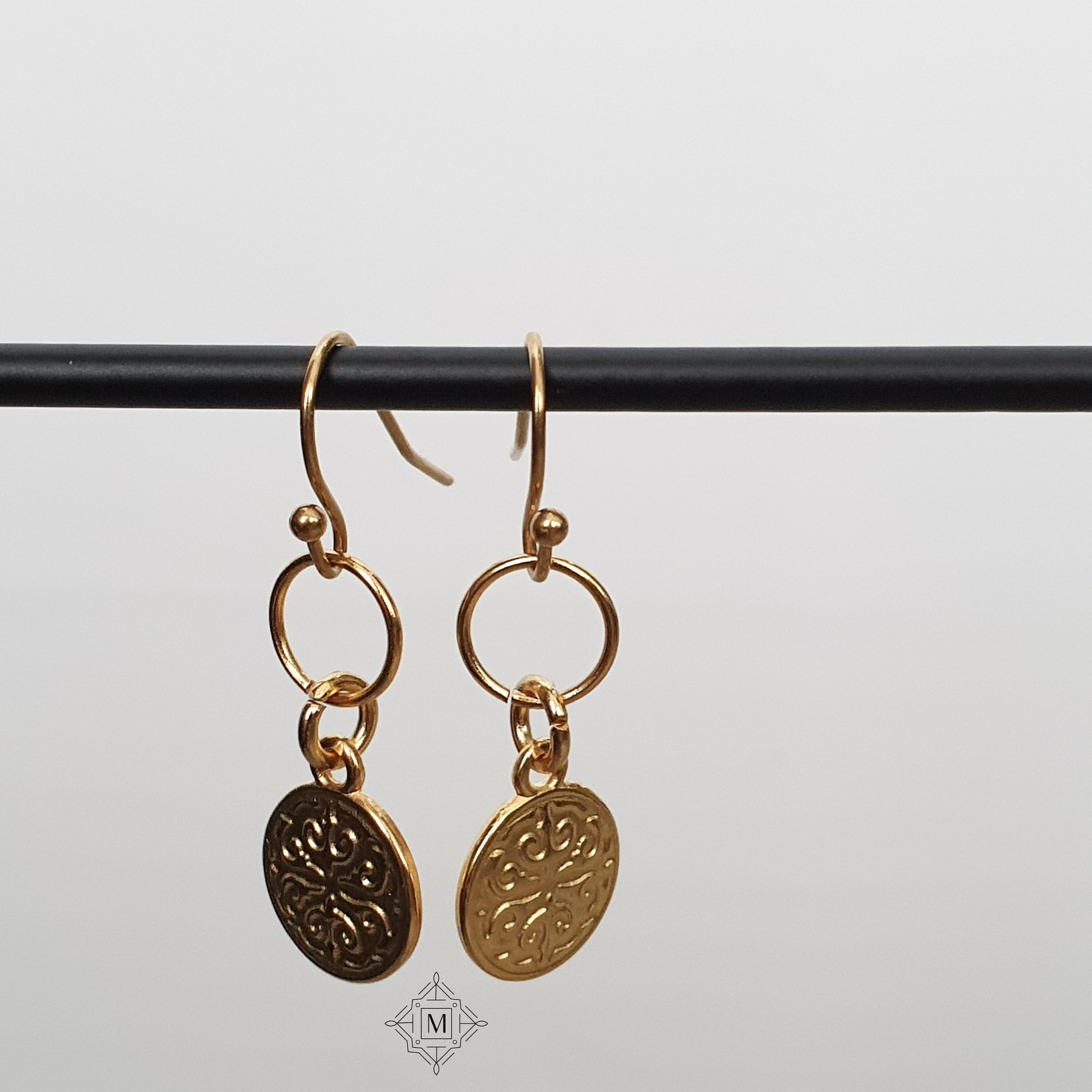 Gold Coin Earrings Tiny Coin Earrings Gold Disc Earrings | Etsy