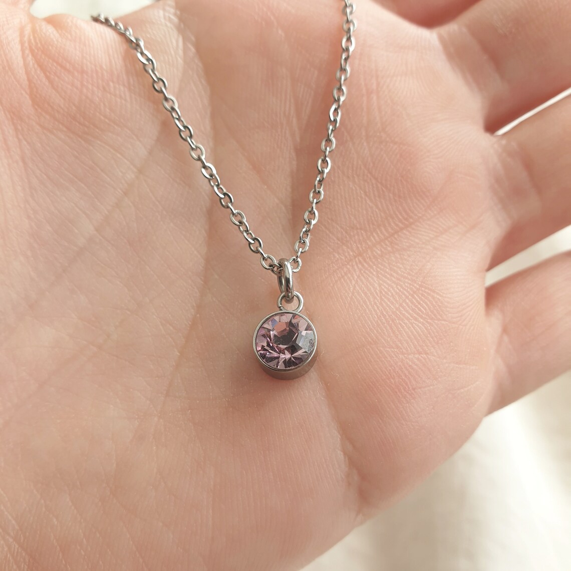 June Birthstone Necklace Light Amethyst Necklace Swarovski - Etsy